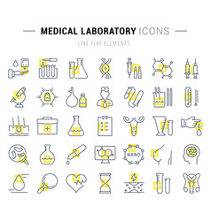 Set flat line icons medical laboratory Royalty Free Vector