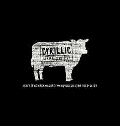 School cyrillic font for kids pencil crayon Vector Image