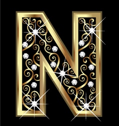 Y gold letter with swirly ornaments Royalty Free Vector