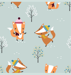 Cute fox seamless pattern Royalty Free Vector Image