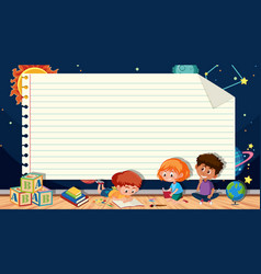 Border design with children reading books Vector Image
