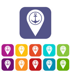 Map pointer with symbol anchor and sea port icon Vector Image