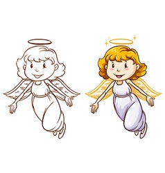 Simple sketches of angels and their wings Vector Image