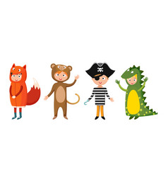 Cartoon kids wearing a different costume Vector Image