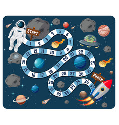 Kids board game with astronaut in space template Vector Image