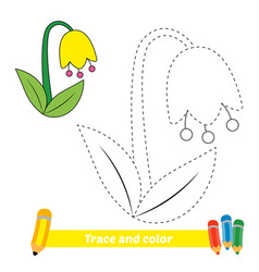 Trace and color for kids flower Royalty Free Vector Image
