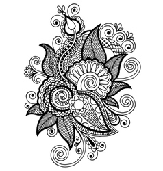 Black line art ornate flower design collection Vector Image