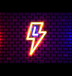 Neon sign lightning signboard on red Royalty Free Vector