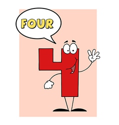 Funny cartoon friendly number 4 four guy Vector Image