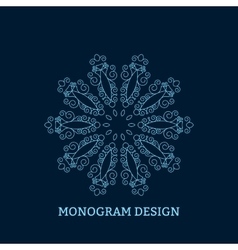 Linear blue monogram Royalty Free Vector Image