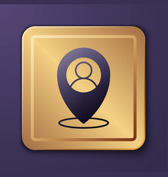 Purple map marker with a silhouette a person Vector Image