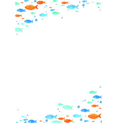 School fish watercolor hand painting border Vector Image