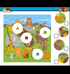 Match pieces puzzle with sea animals group Vector Image
