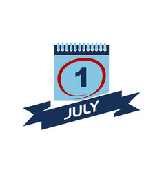 July 1 flat daily calendar icon Date and Vector Image