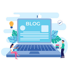 Graphic cartoon character of blogging Royalty Free Vector