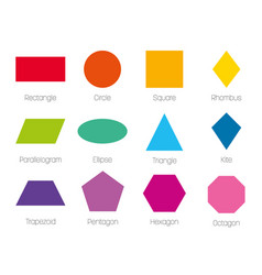 Geometric shapes with labels set 12 basic Vector Image Geometric shapes with labels set 12 basic Vector Image