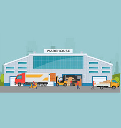 Warehouse interior big room with boxes on pallet Vector Image Warehouse interior big room with boxes on pallet Vector Image