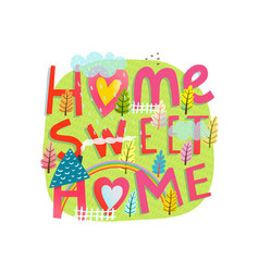 Cartoon kids sign home sweet home Royalty Free Vector Image