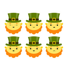 Leprechauns emoticons emojis characters for st Vector Image