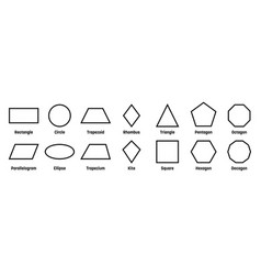 Geometric shapes with labels set 12 basic Vector Image