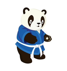 Karate panda in blue kimono cartoon style Vector Image