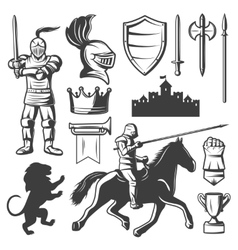 Vintage monochrome knights template Royalty Free Vector