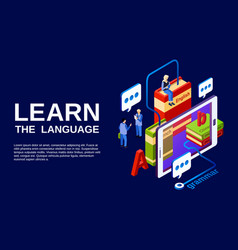 Students learning english isometric Royalty Free Vector