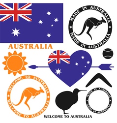 Australian traditional symbols colorful set Vector Image