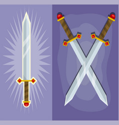 Cartoon big steel sword icon Royalty Free Vector Image