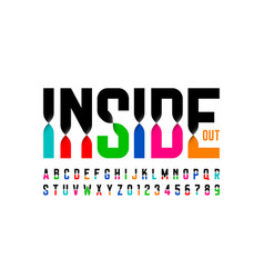 Colorful inside out font alphabet letters and Vector Image