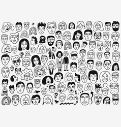 Faces of people - doodle set pencil drawings Vector Image