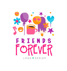 Original friendship logo template with three cups Vector Image