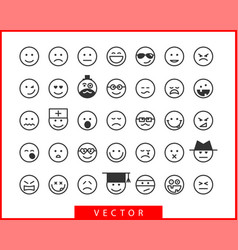 Big set smiles faces collection smile icon symbol Vector Image