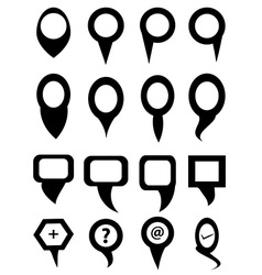 Black map pointer icons set Royalty Free Vector Image