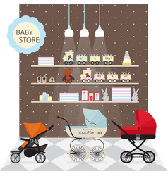Baby store banner with accessories for newborn Vector Image