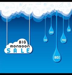 Big monsoon offer banner design with umbrella Vector Image