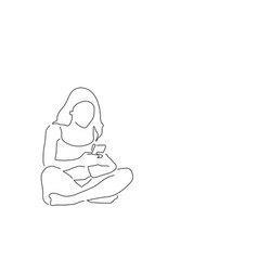 People using technology line drawing Royalty Free Vector