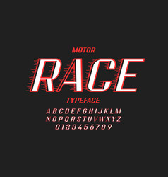 Serif font in retro racing style Royalty Free Vector Image