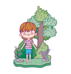 Cute little boy in the landscape Royalty Free Vector Image