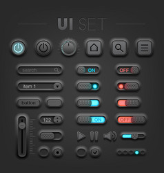Dark web ui elements buttons switches bars Vector Image