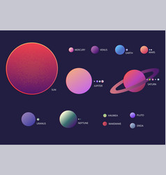 Solar system planets infographic set Royalty Free Vector