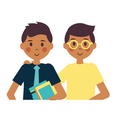 Cartoon guys five best friends student Royalty Free Vector