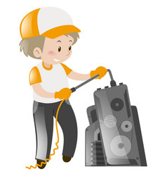 Man working on big machine Royalty Free Vector Image