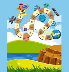 Game template with many planets in space Vector Image