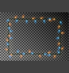 Christmas lights border light string frame Vector Image