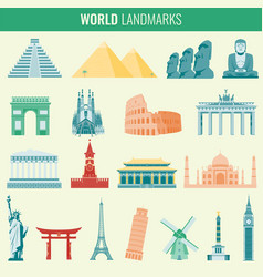 Famous world landmarks travel and tourism concept Vector Image