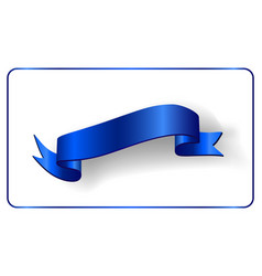 Blue ribbon banner satin glossy bow blank design Vector Image