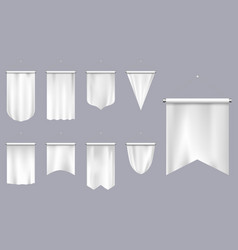 White pennant hanging empty fabric flags Vector Image