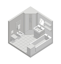 Angular bath isometric interior Royalty Free Vector Image