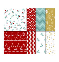 Retro style christmas seamless patterns set Vector Image